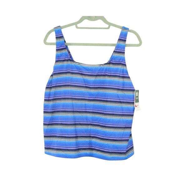 L.L. Bean | Swim | Ll Bean Blue Black Stripe Tankini Top Upf 5 Padded ...